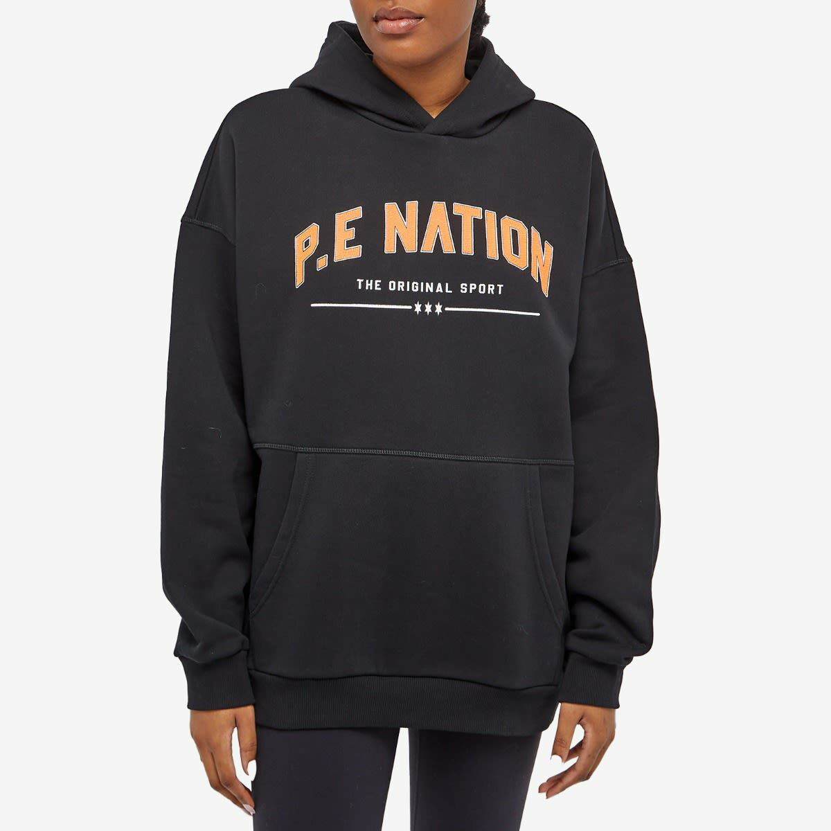 P.E Nation Women's Initialise Logo Hoody in Black P.E Nation