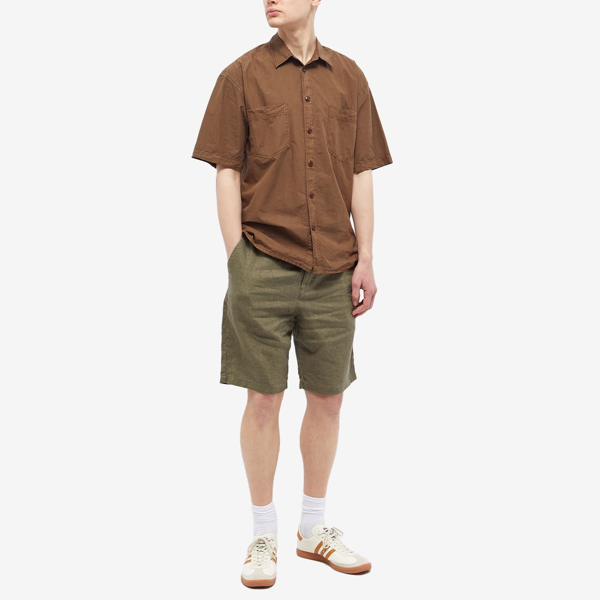 NN07 Men's Keith Linen Shorts in Khaki Army NN07