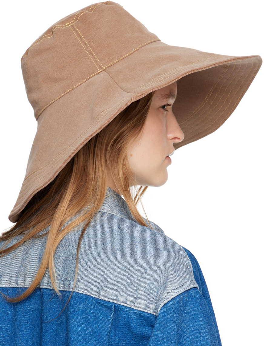 Marni Brown Garment-Dyed Denim Hat Marni