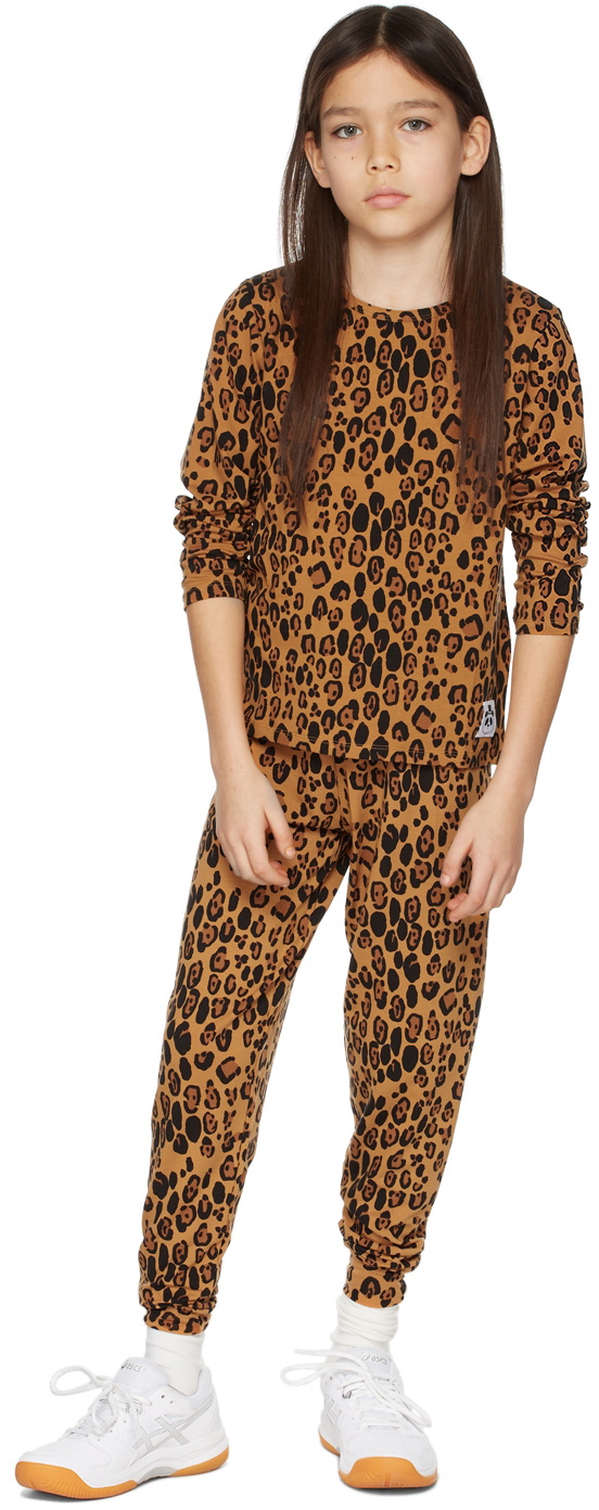 Mini Rodini Kids Beige Basic Leopard Lounge Pants Mini Rodini