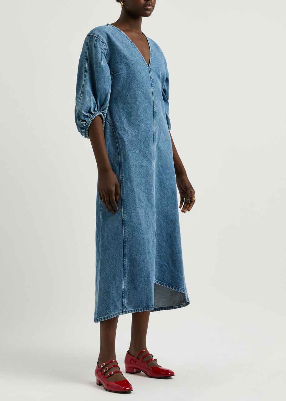 Stine Goya Panelled Denim Midi Dress Blue Stine Goya