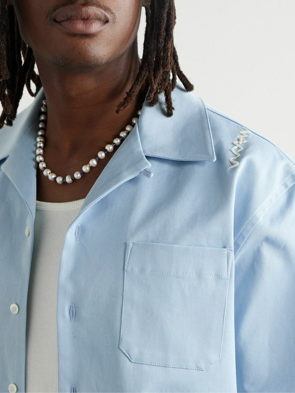 Marni - Convertible-Collar Logo-Embroidered Stretch-Cotton Gabardine ...