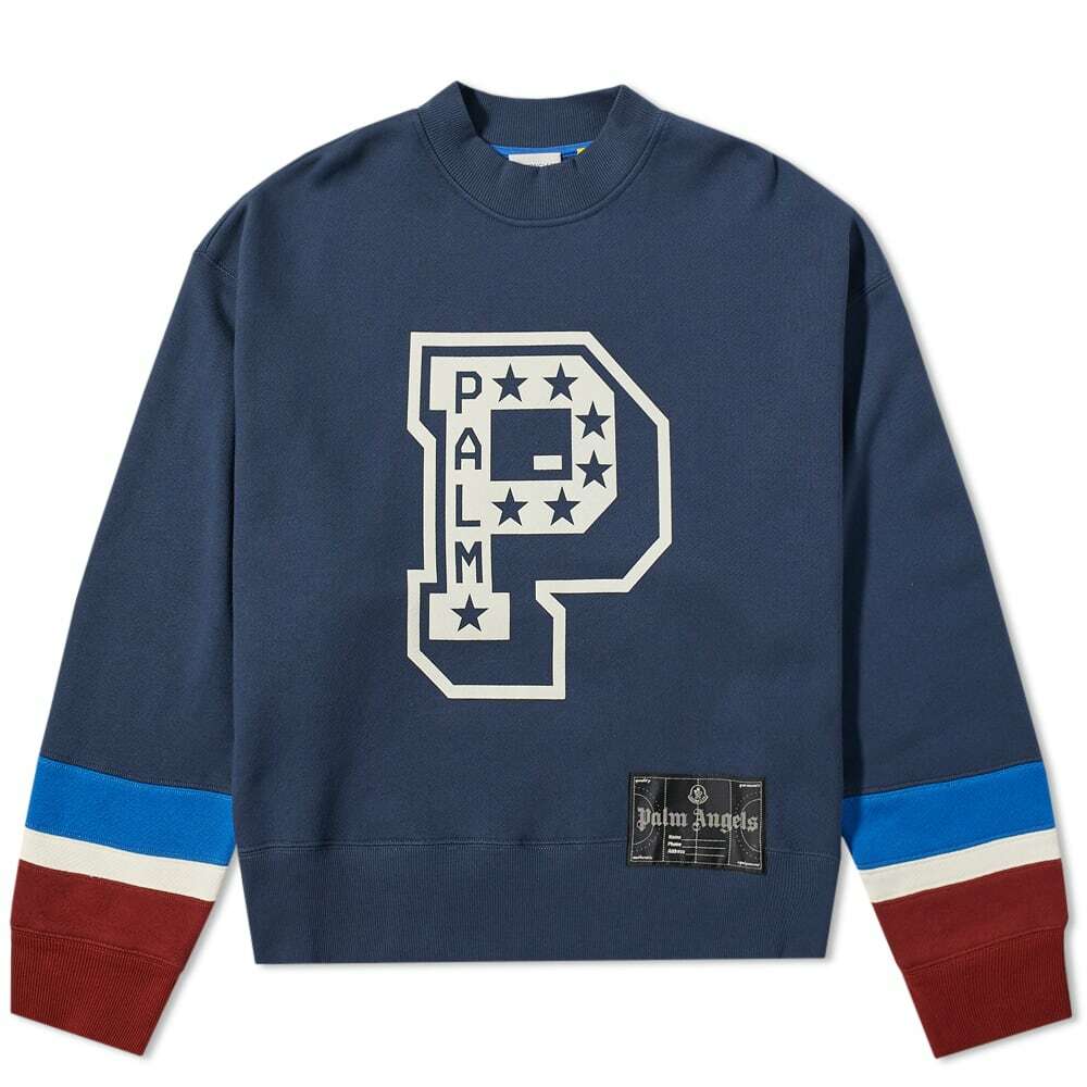 Moncler Men's Genius x Palm Angels P Crew Sweat in Navy Moncler