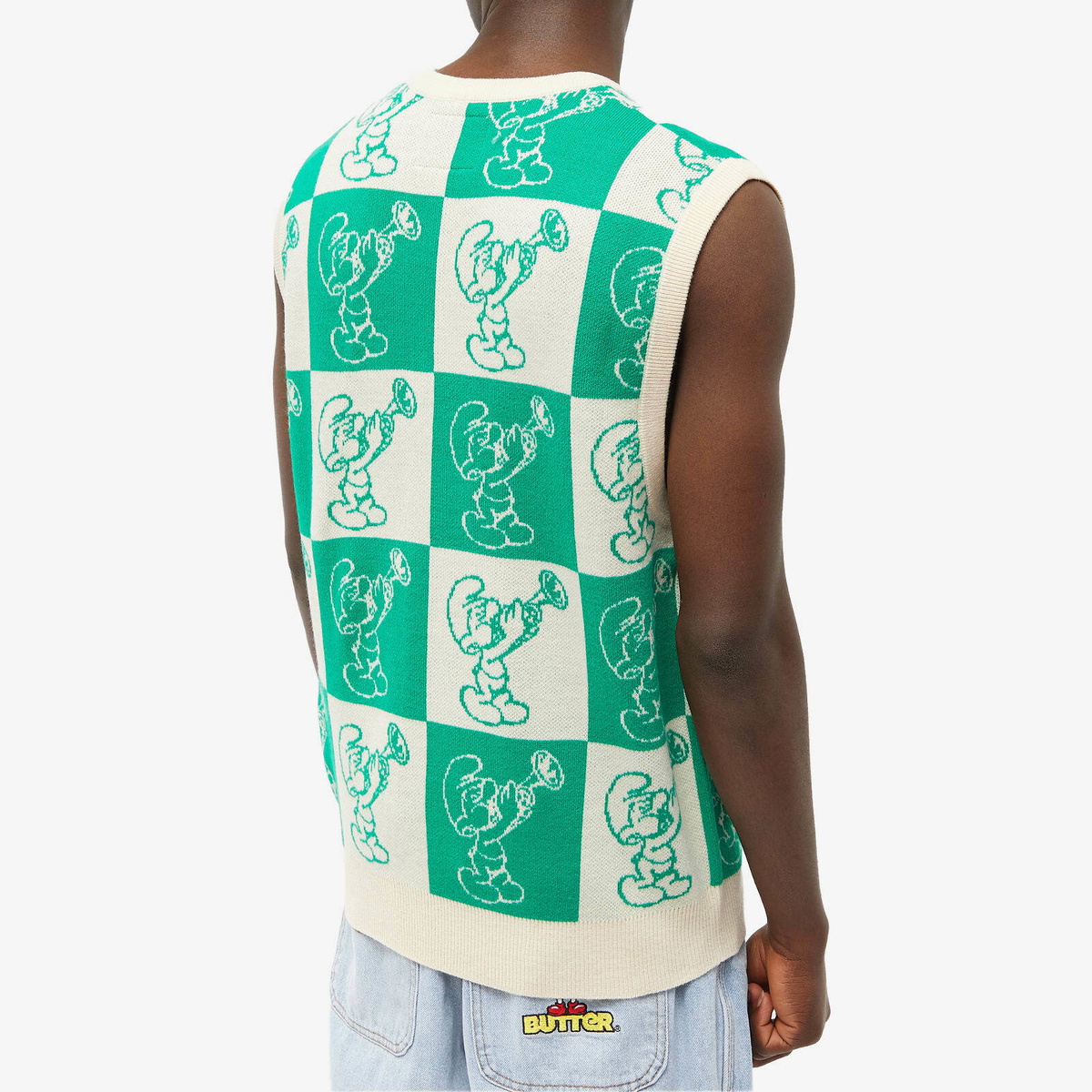 Butter Goods x The Smurfs Harmony Knit Vest in Grass/Cream Butter Goods