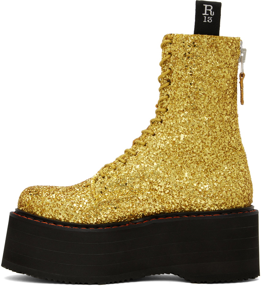 R13 Gold Double Stack Boots R13