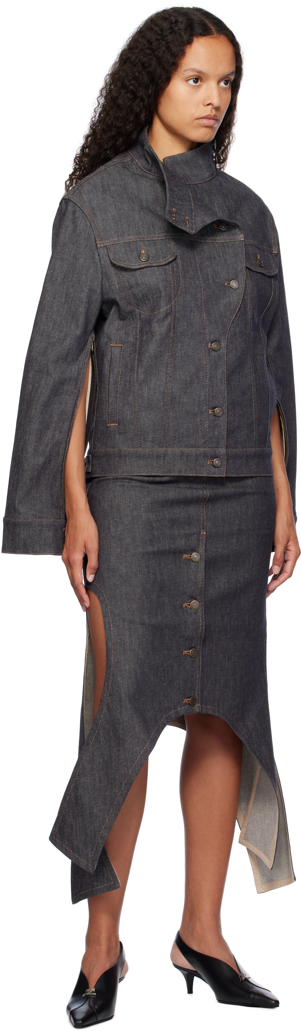 Courrèges Gray Motorcycle Denim Jacket Courreges