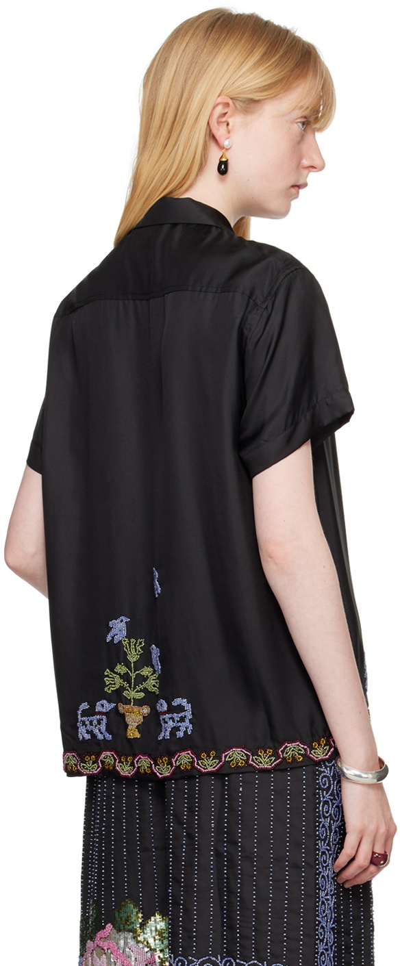 Bode Black Garden Sampler Shirt Bode