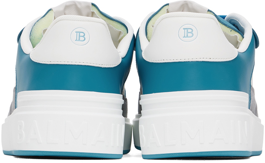 Balmain White & Blue B-Court Flip Sneakers Balmain