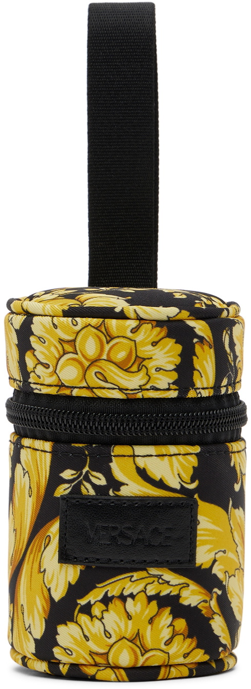 Versace Baby Black & Gold Barocco Pacifier Holder Versace