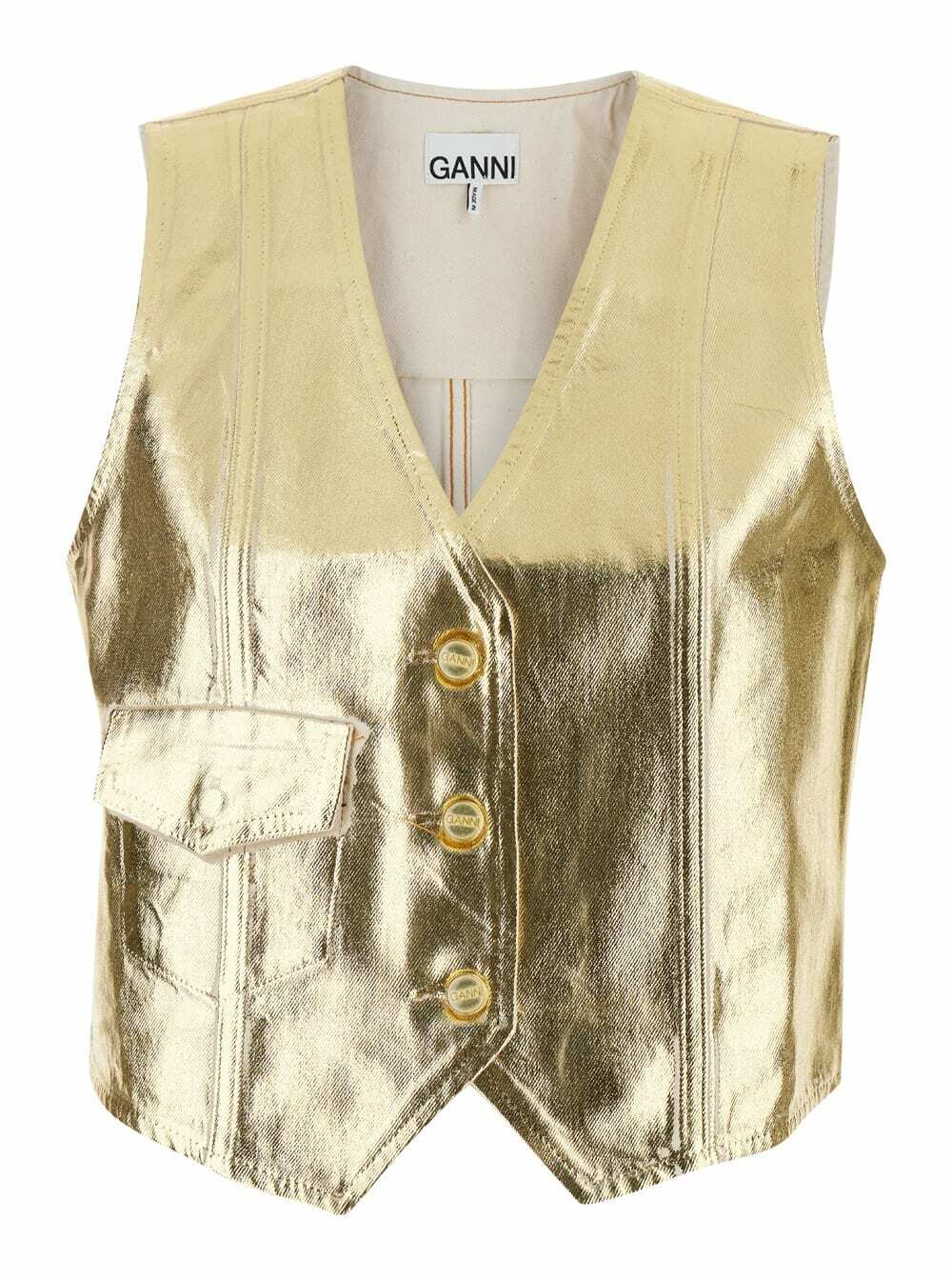 Ganni Metallic Cropped Vest GANNI