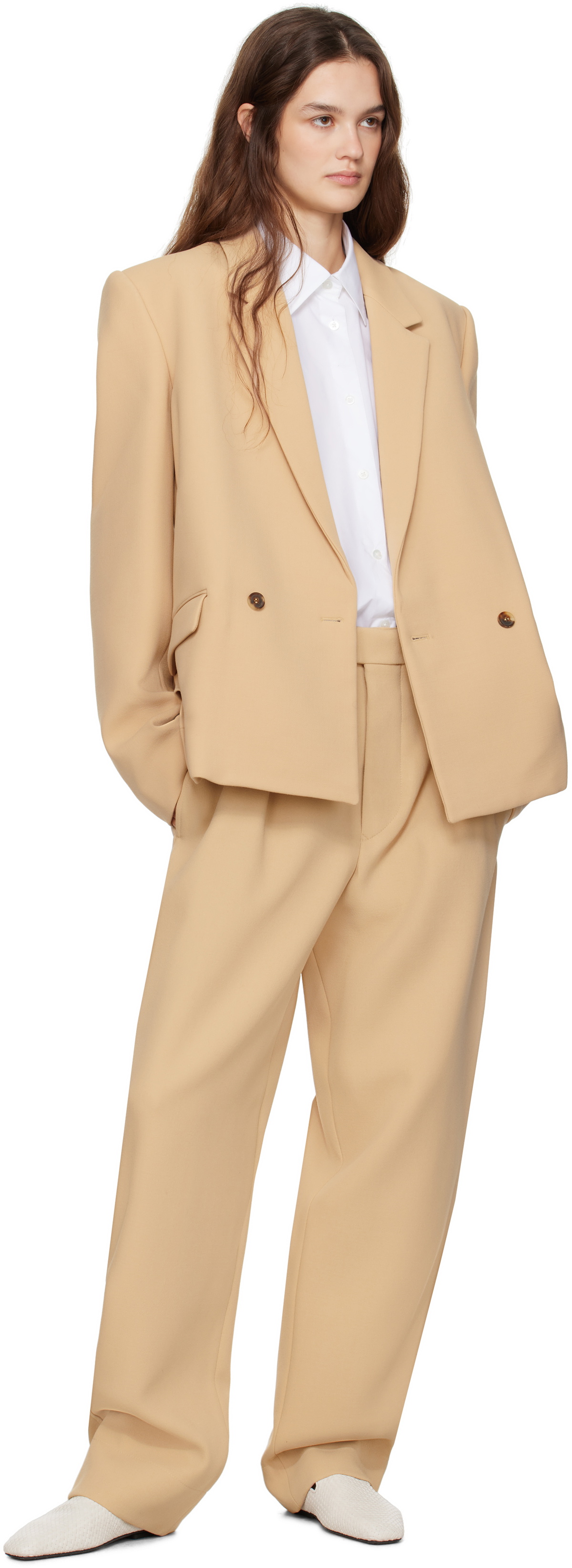 WARDROBE.NYC Beige Hailey Bieber Edition HB Blazer WARDROBE.NYC