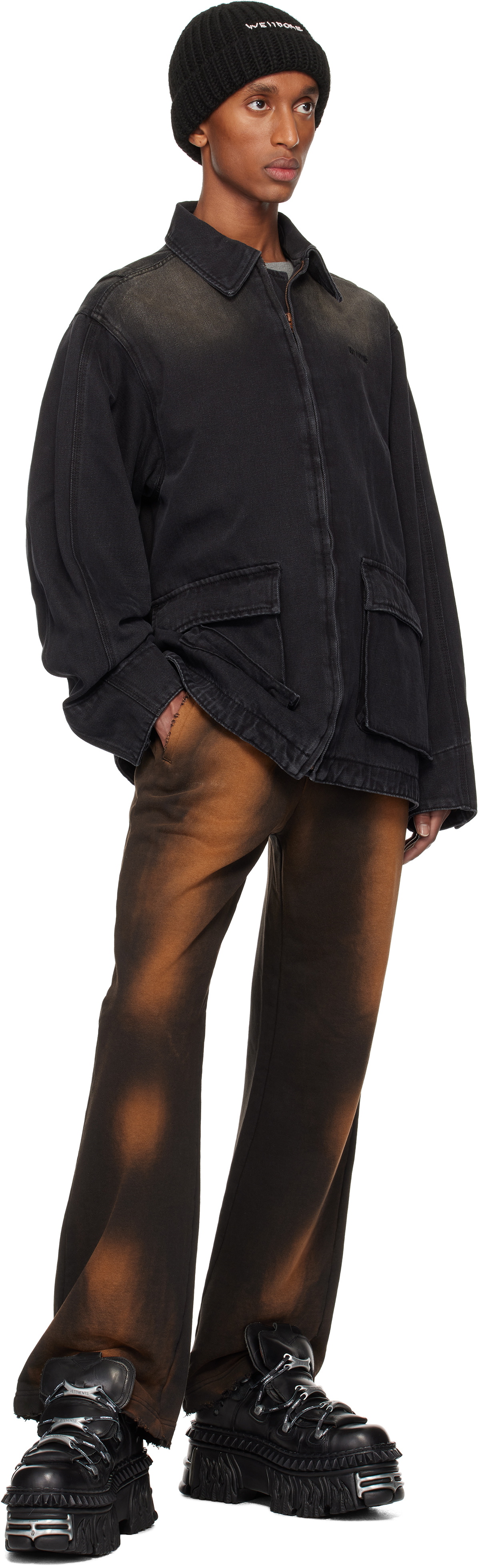We11done Black Classic Washed Denim Jacket We11done