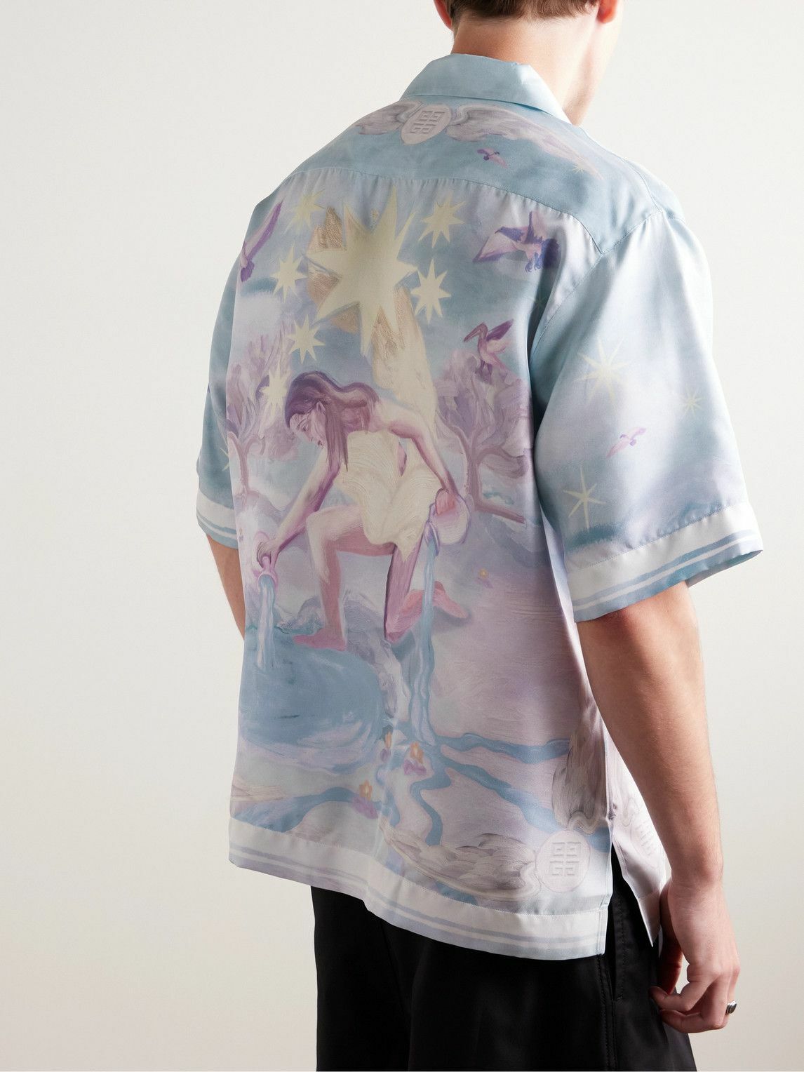 Givenchy - Camp-Collar Printed Silk-Twill Shirt - Blue Givenchy