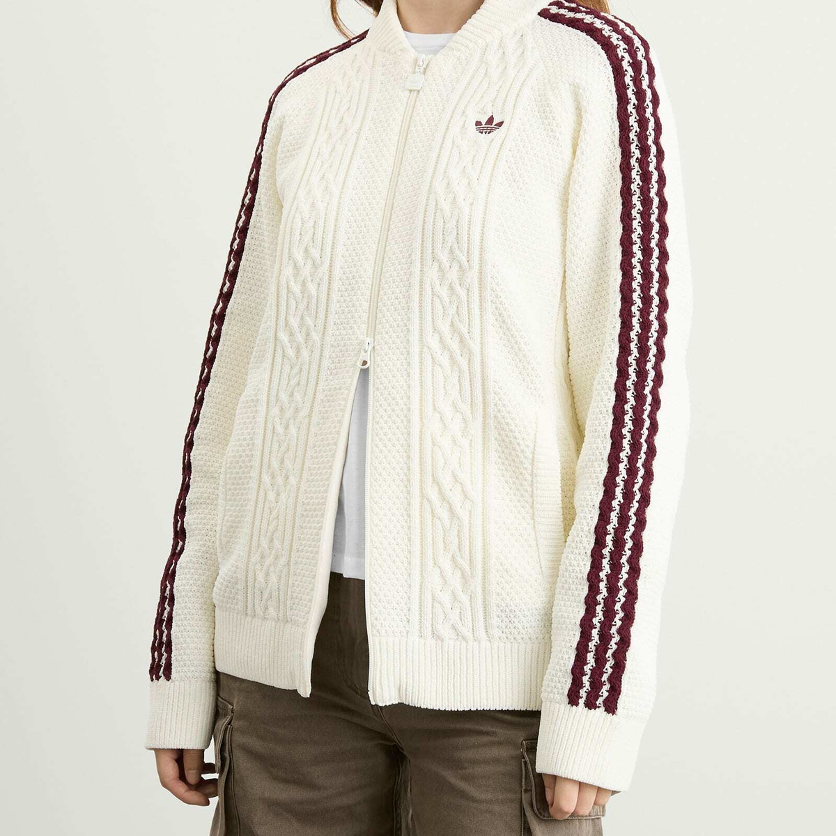 Adidas Women's Archive Knit Track Top in Off White adidas