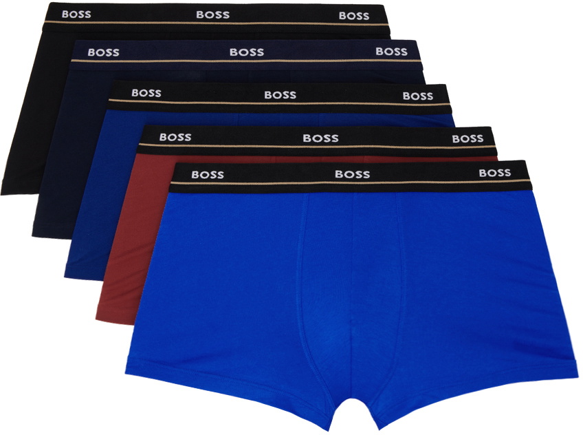 BOSS Five-Pack Multicolor Jacquard-Logo Boxer Briefs BOSS