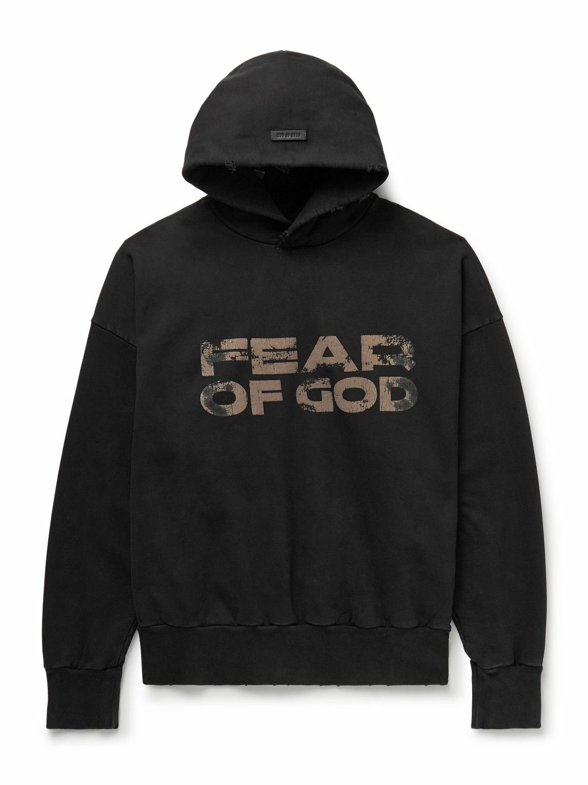Fear of God - Logo-Print Cotton-Jersey Hoodie - Black Fear Of God
