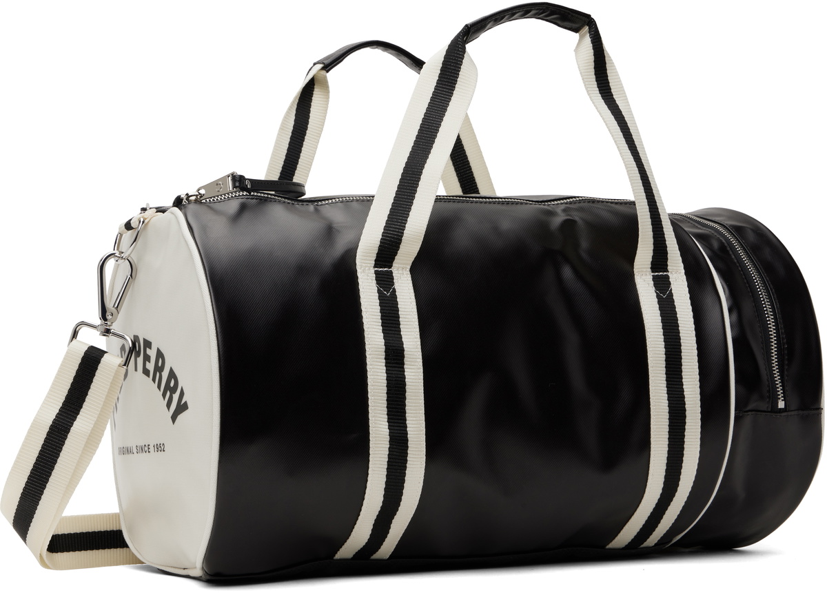 Fred Perry Black & Off-White Classic Barrel Duffle Bag Fred Perry