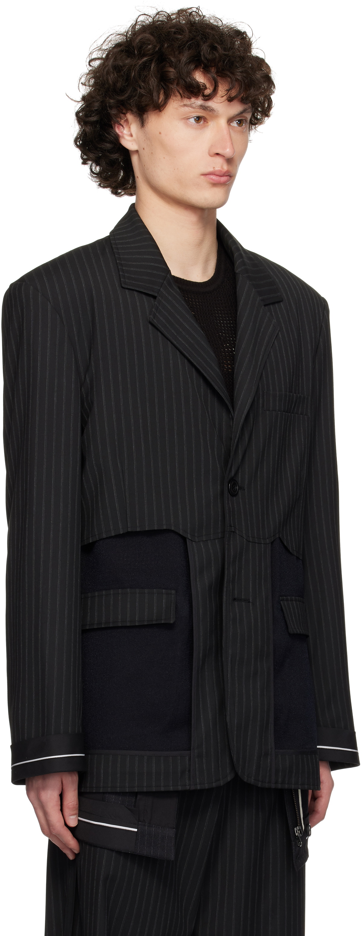 Andersson Bell Black Inside Out Stripe Sheer Blazer Andersson Bell