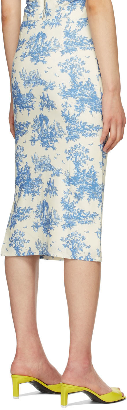 Miaou White & Blue Moni Midi Skirt Miaou