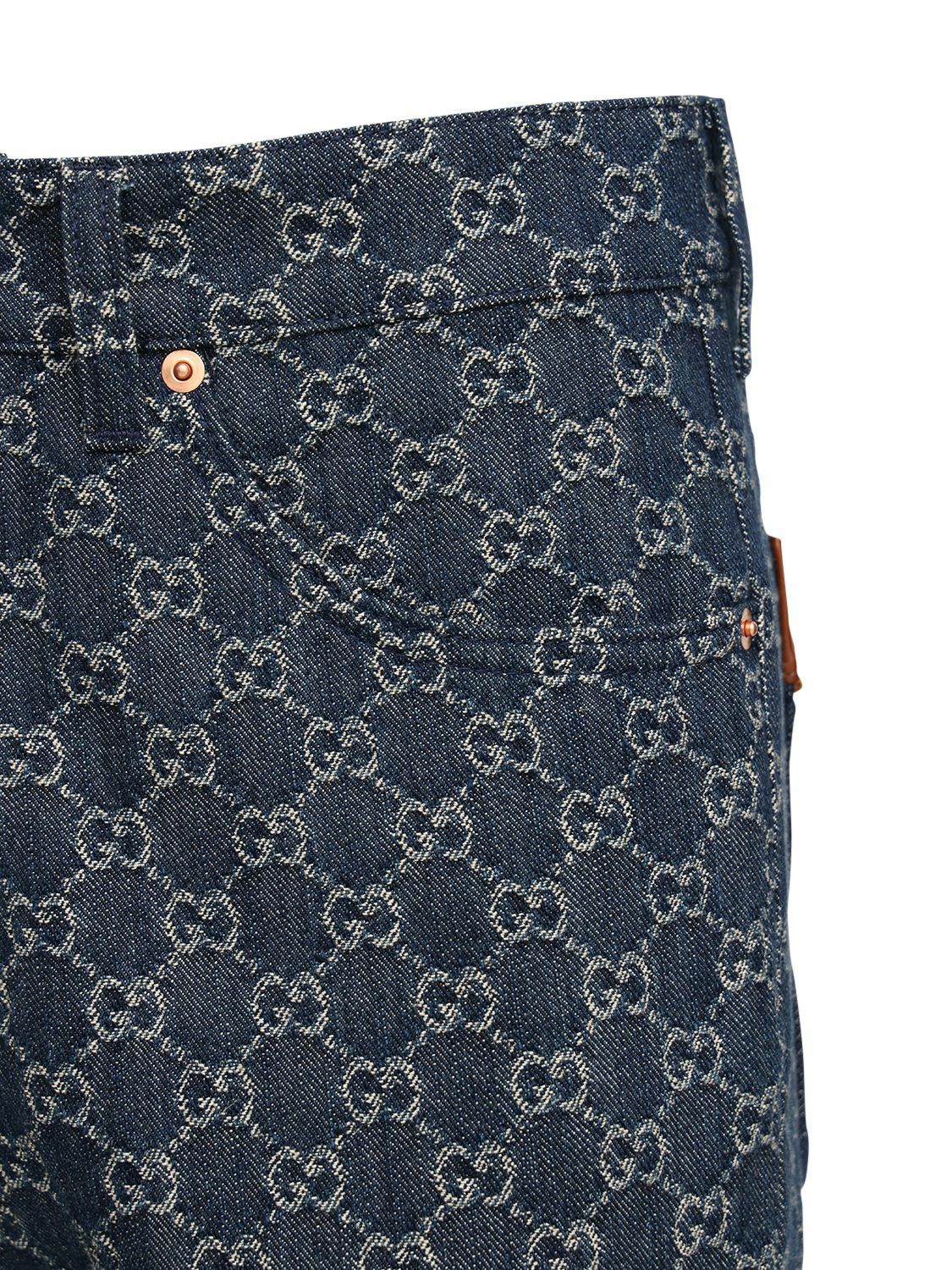 GUCCI - Gg Jacquard Denim Jeans Gucci
