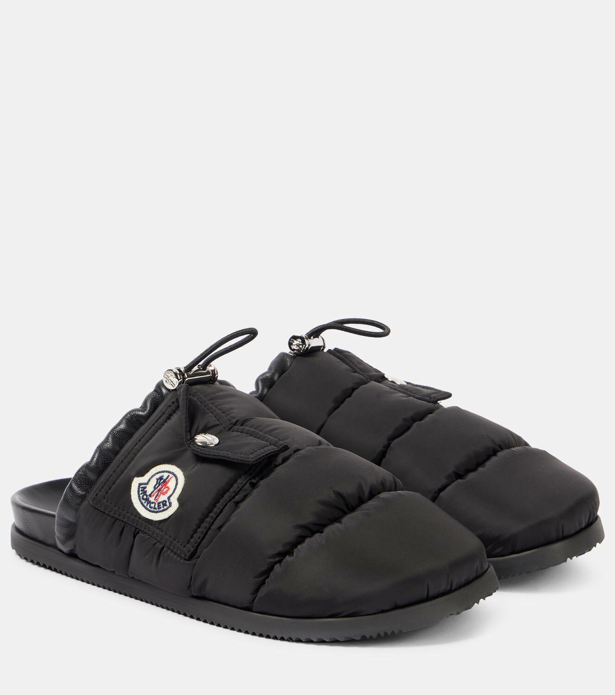 Moncler Mon Pocket leather-trimmed mules Moncler