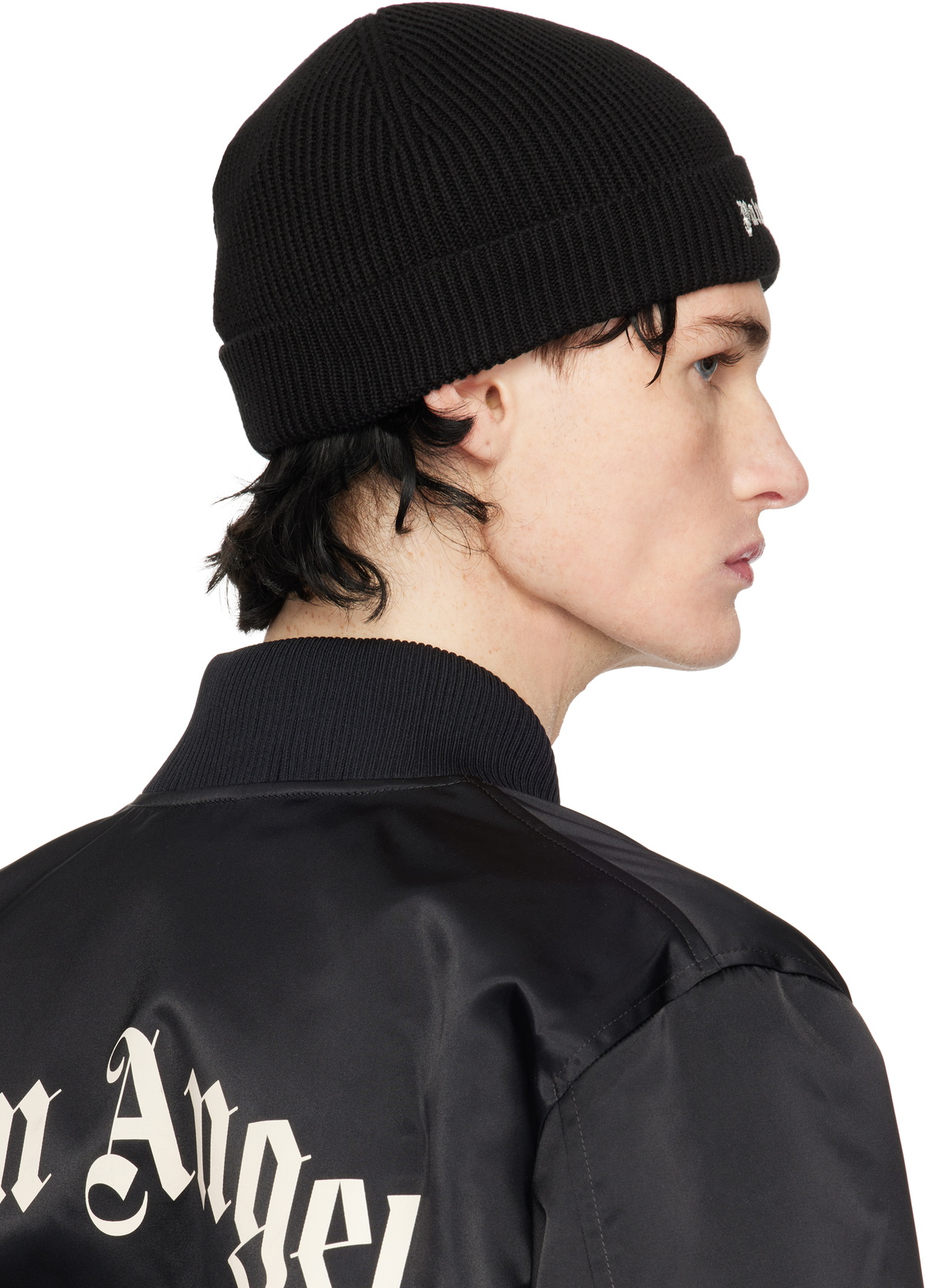 Palm Angels Black Classic Logo Beanie Palm Angels