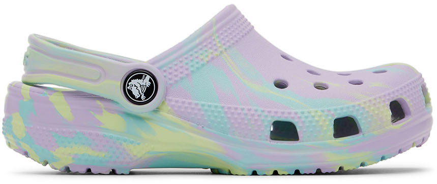 Crocs Kids Purple & Green Classic Marbled Clogs Crocs