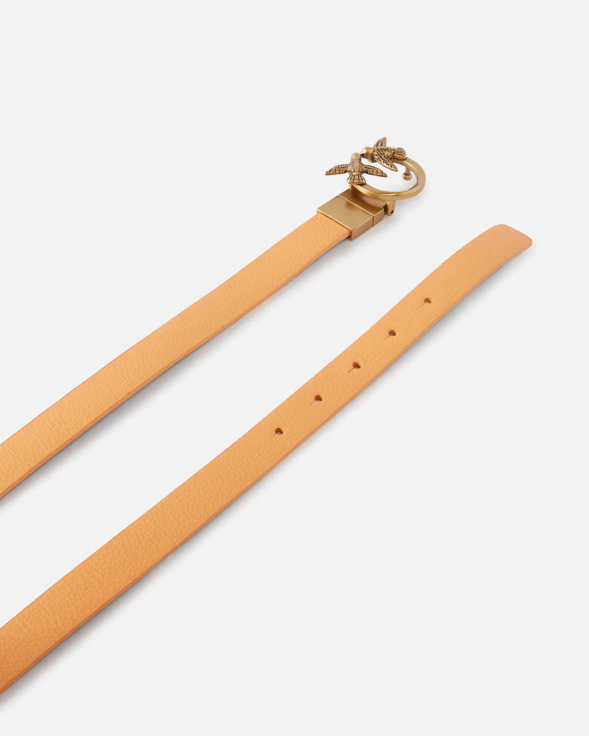 Pinko Thin Double Face Leather Belt With Buckle 2cm Army Green/Orange ...
