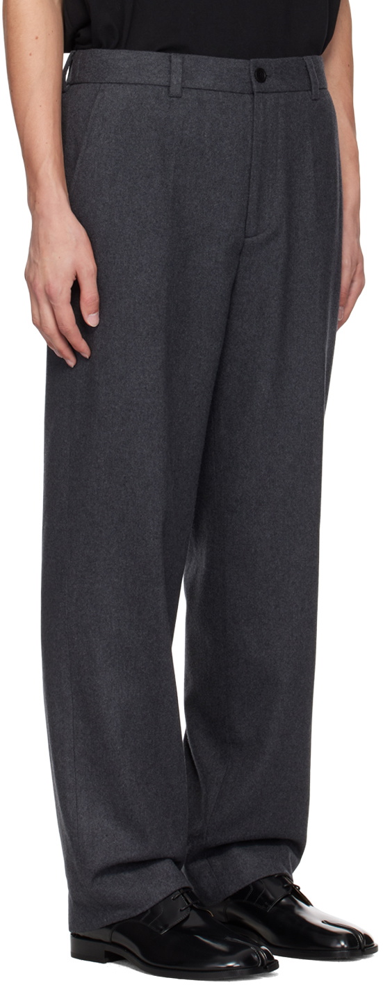 Solid Homme Gray Pleat Trousers Solid Homme