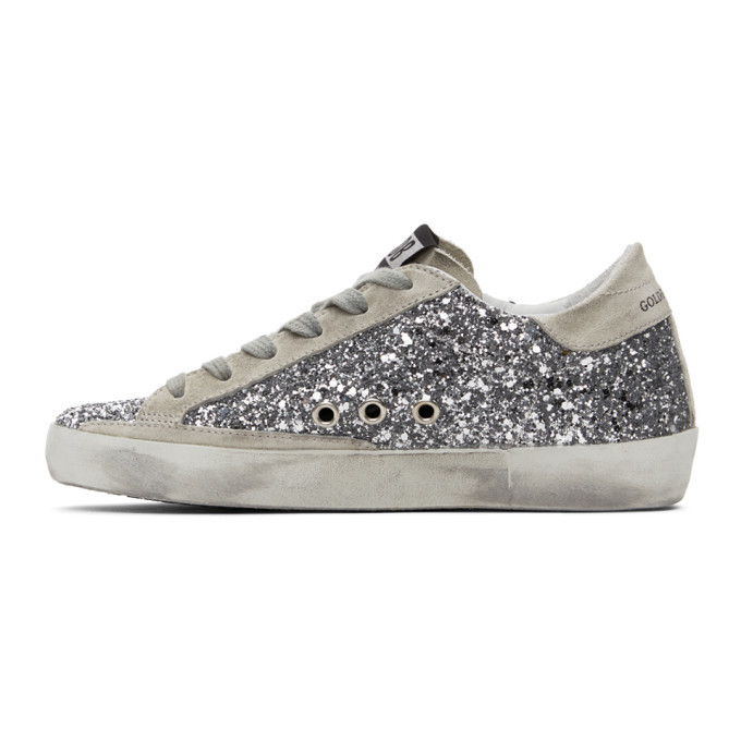 Golden Goose SSENSE Exclusive Silver Glitter Superstar Sneakers Golden ...