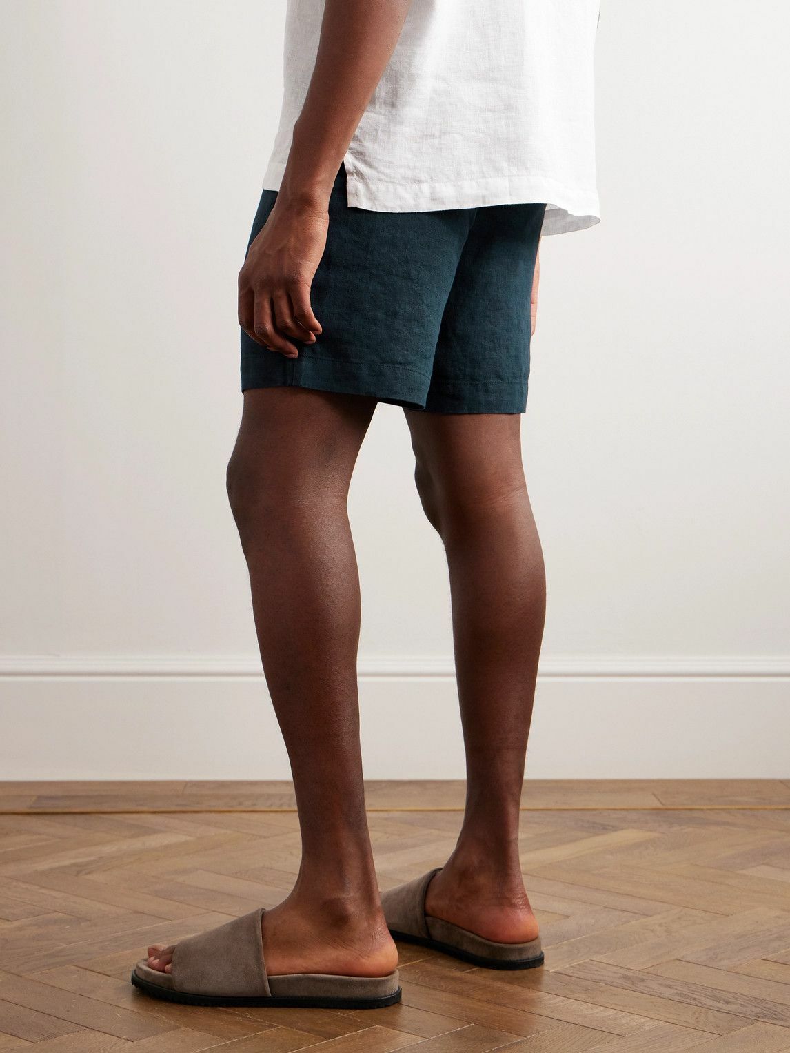 Mr P. - Straight-Leg Linen Bermuda Shorts - Blue Mr P.