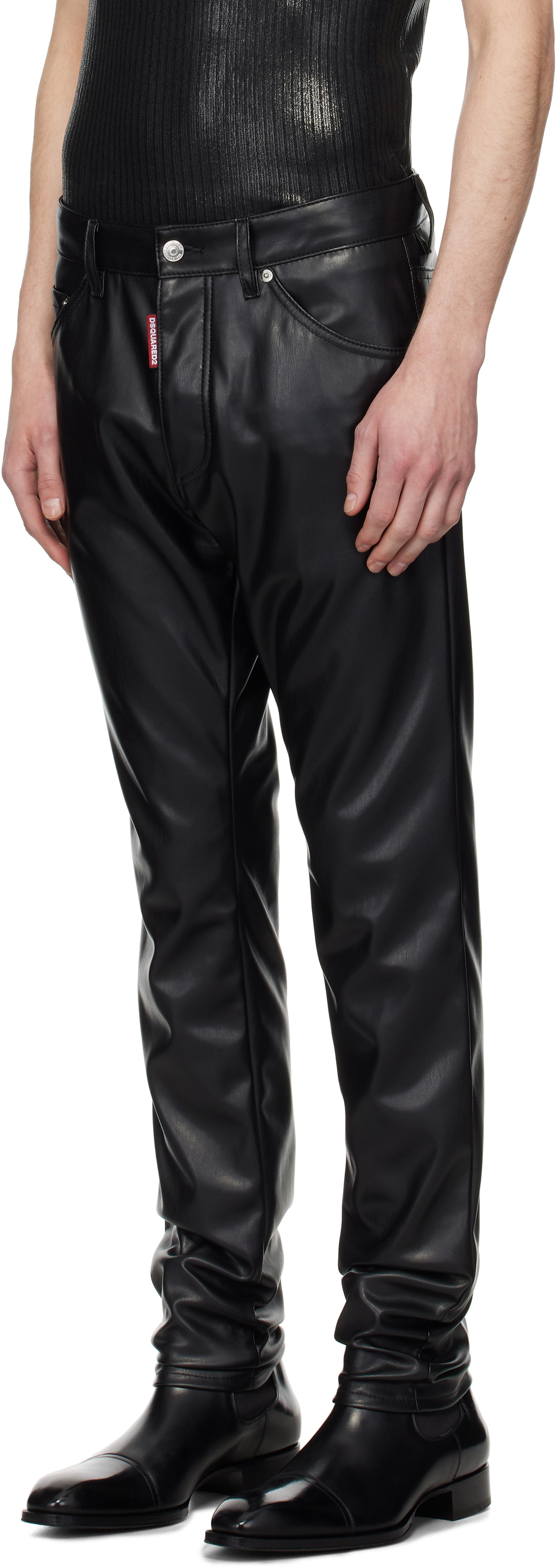 Dsquared2 Black Cool Guy Faux-Leather Pants Dsquared2