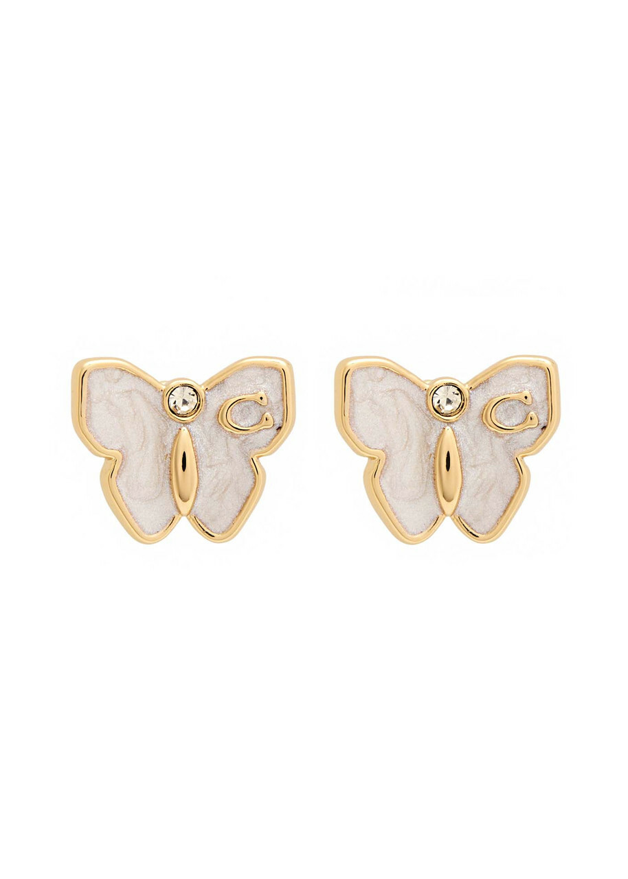 Coach Butterfly Logo Stud Earrings - White - One Size Coach