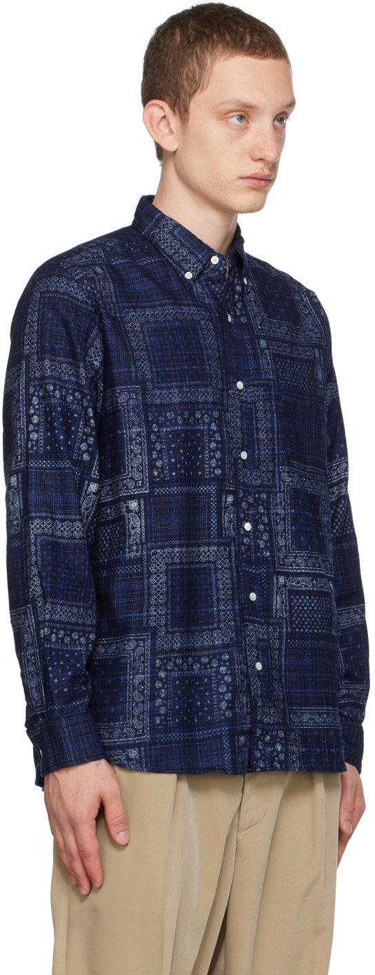 BEAMS PLUS Blue Discharge Shirt Beams Plus