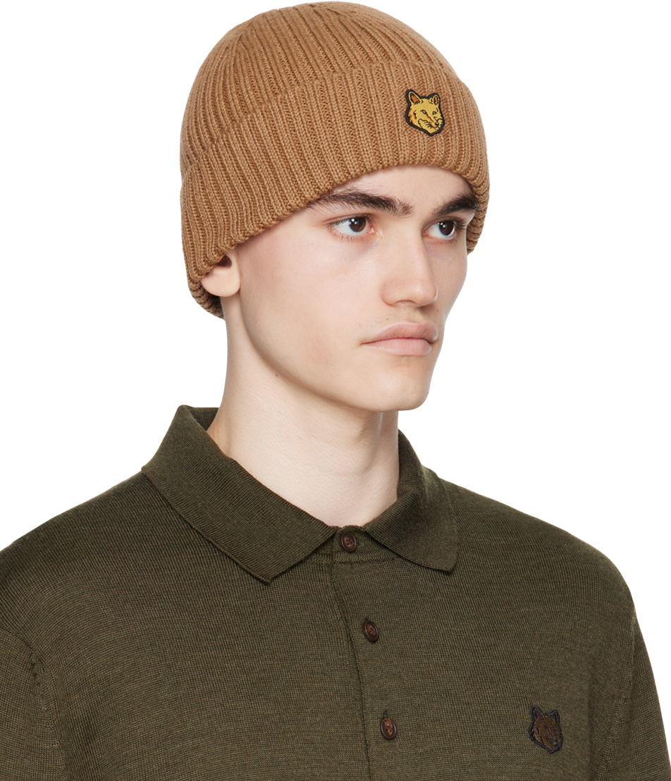 Maison Kitsuné Tan Fox Head Beanie Maison Kitsune