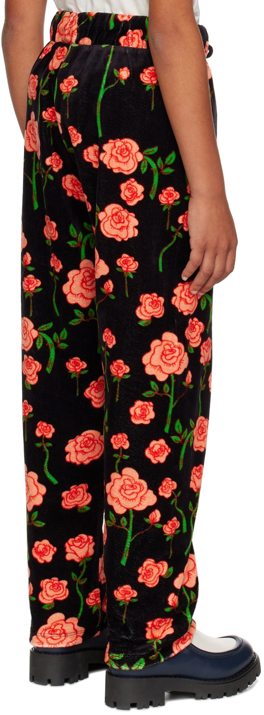 Mini Rodini Kids Black Roses Lounge Trousers Mini Rodini