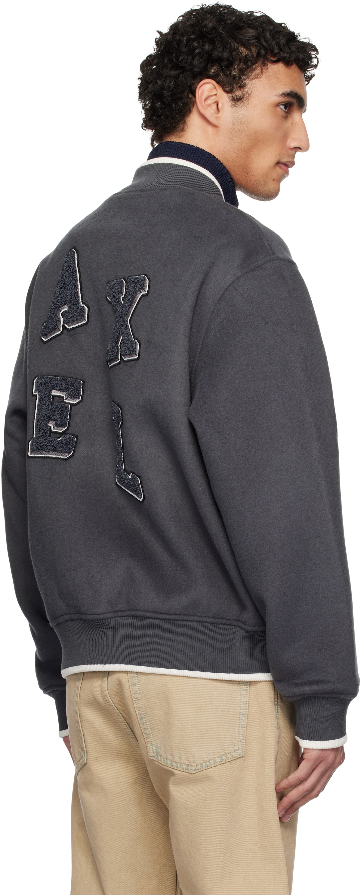 Axel Arigato Gray Typo Varsity Bomber Jacket Axel Arigato