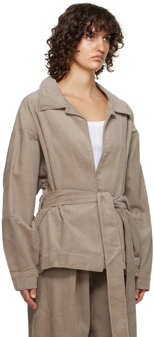 Deiji Studios Taupe 'The Cord House' Robe Deiji Studios