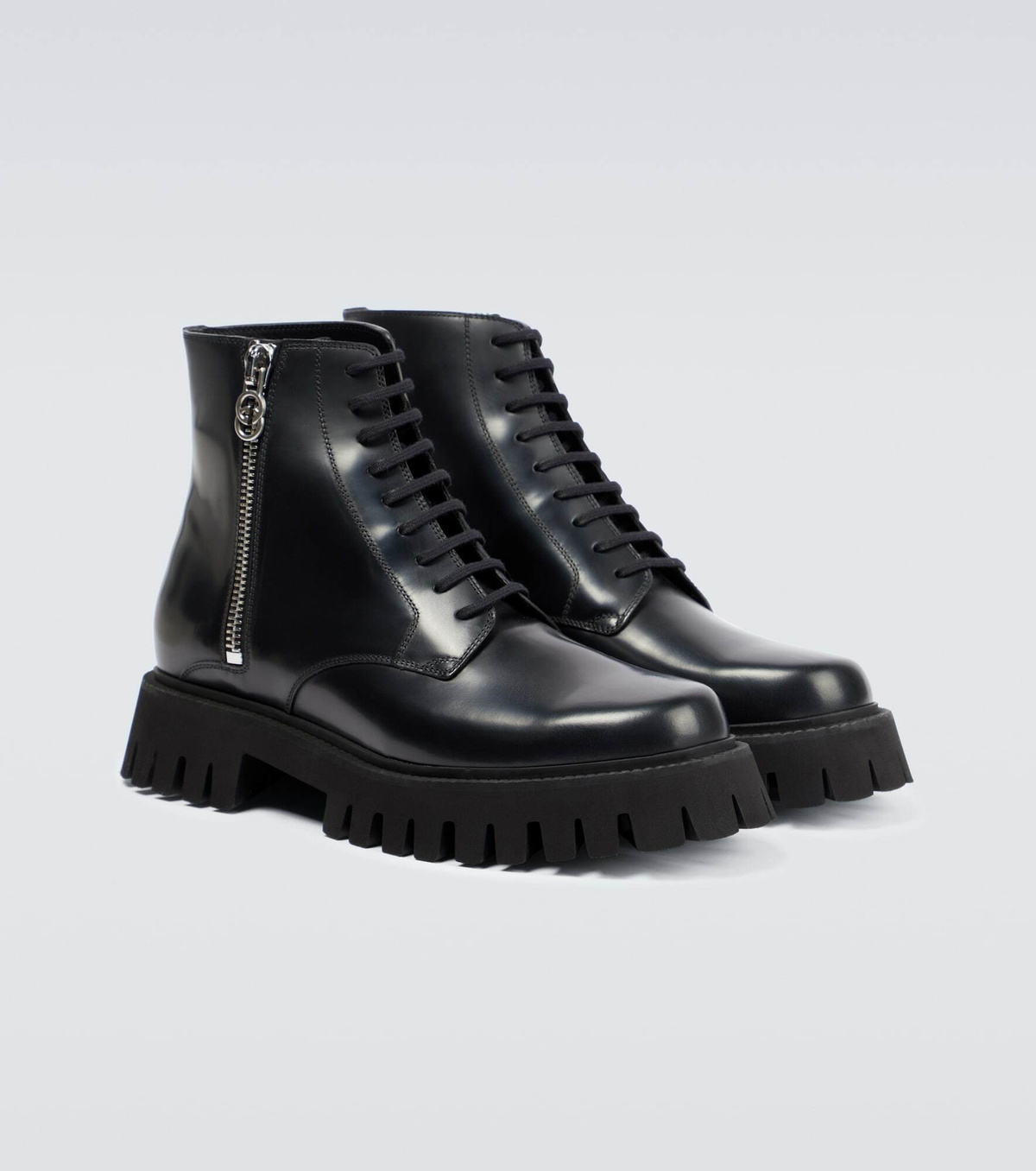 Gucci - Lace-up leather ankle boots Gucci
