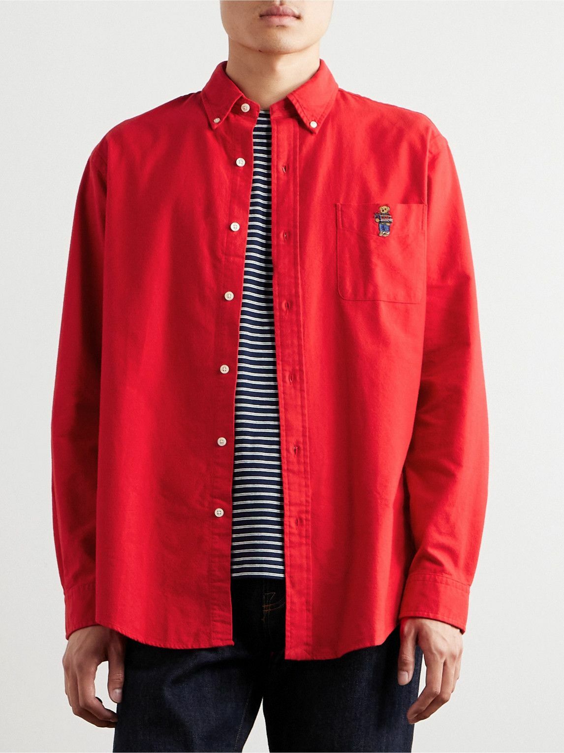 Polo Ralph Lauren - Button-Down Collar Logo-Embroidered Cotton-Flannel ...