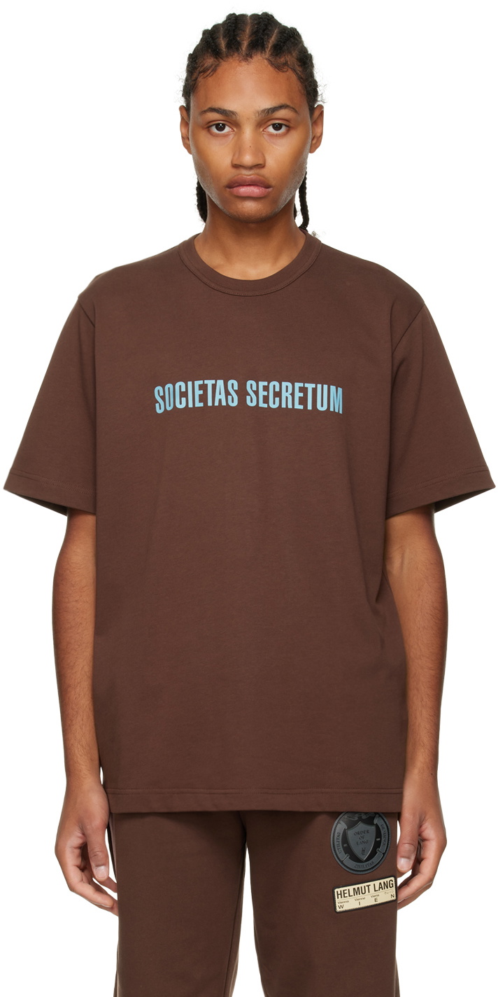 Helmut Lang Brown 'Societas' T-Shirt Helmut Lang