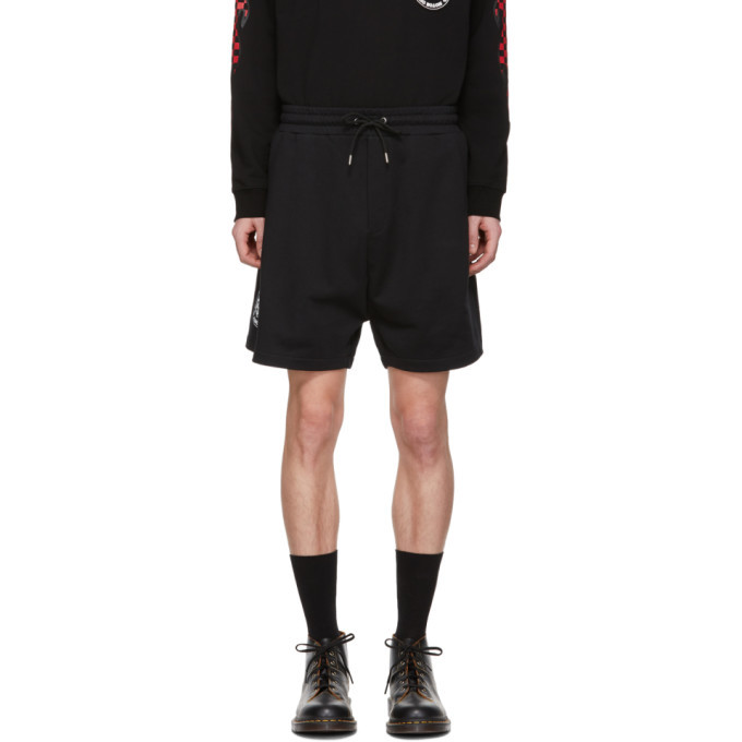 McQ Alexander McQueen Black Racing Swallow Shrunken Shorts McQ ...