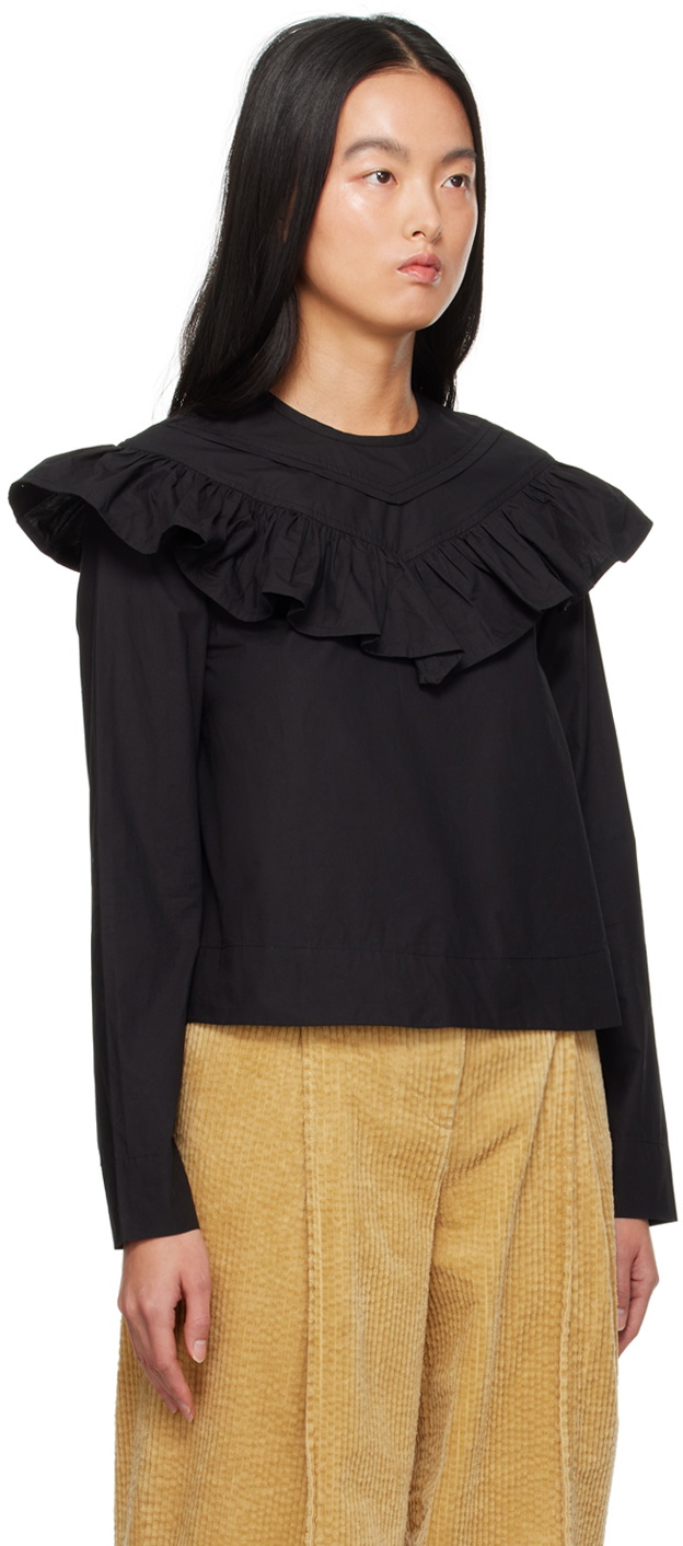 GANNI Black Frill Blouse GANNI