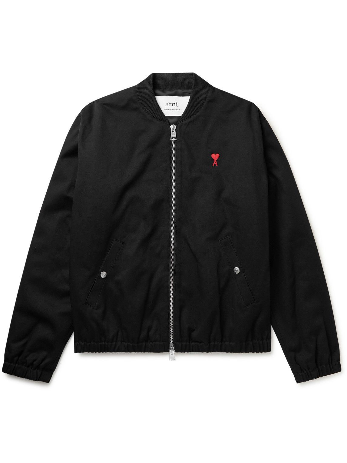 AMI PARIS - Logo-Embroidered Padded Cotton-Gabardine Bomber AMI PARIS - Logo-Embroidered Padded Cotton-Gabardine Bomber