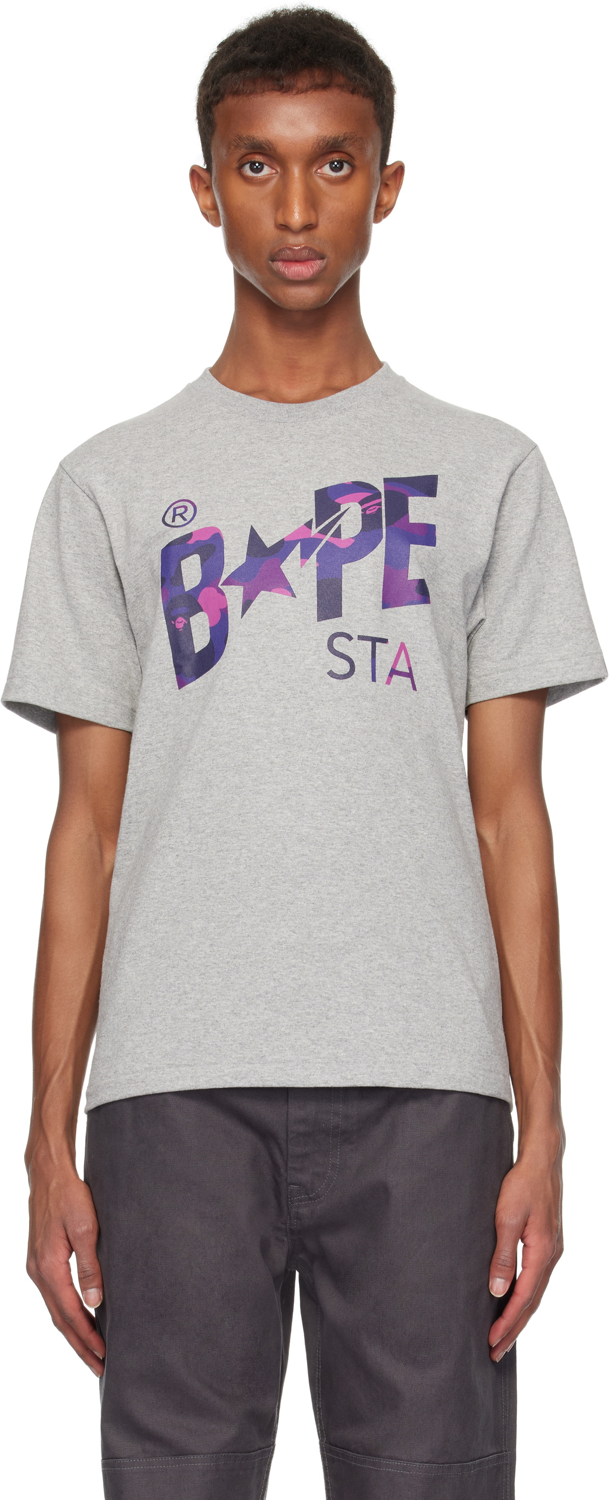 BAPE Gray Color Camo 'BAPE STA' Logo T-shirt A Bathing Ape