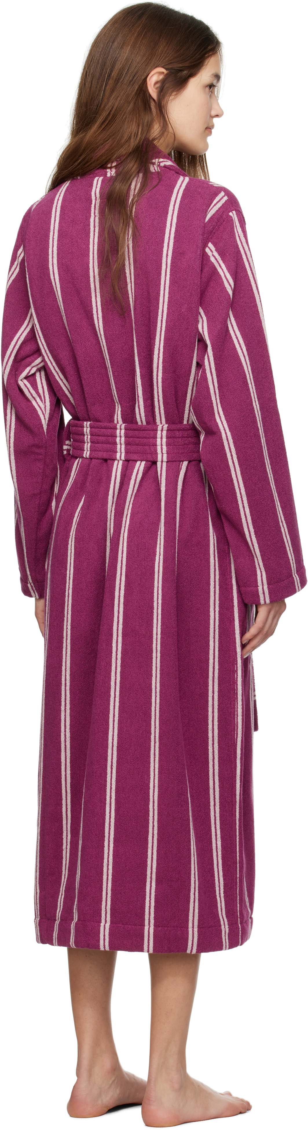 Tekla Pink Terry Hooded Bathrobe Tekla Fabrics
