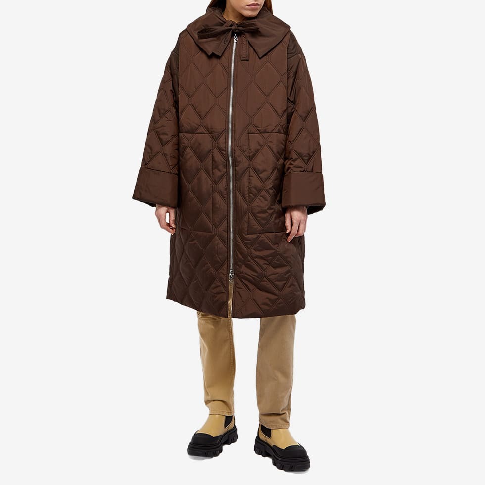 GANNI Women's Ripstop Quilt Coat in Mole GANNI