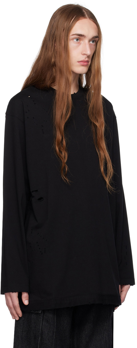 Youth Black Damaged Long Sleeve T-Shirt Youth Club