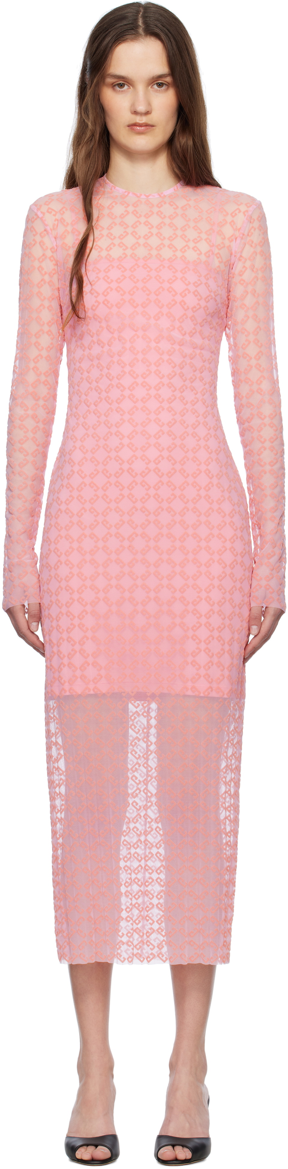 Givenchy Pink Monogram 72 Tulle Midi Dress Givenchy