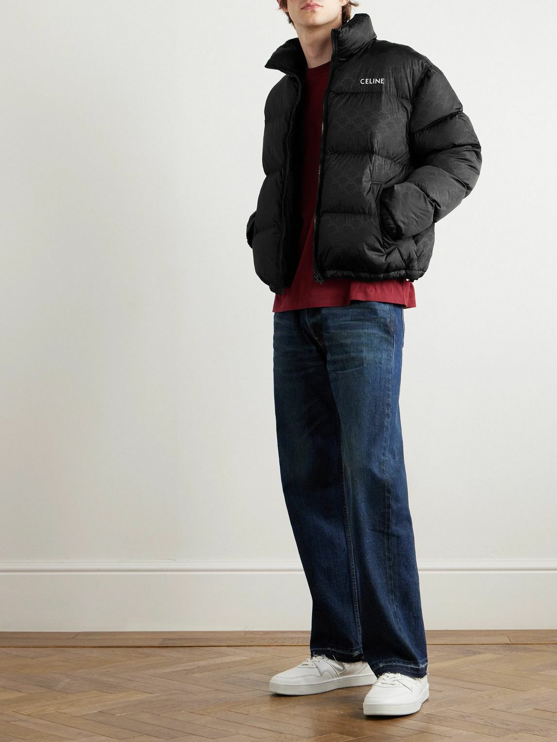 CELINE - Quilted Logo-Jacquard Nylon Down Jacket - Black Celine